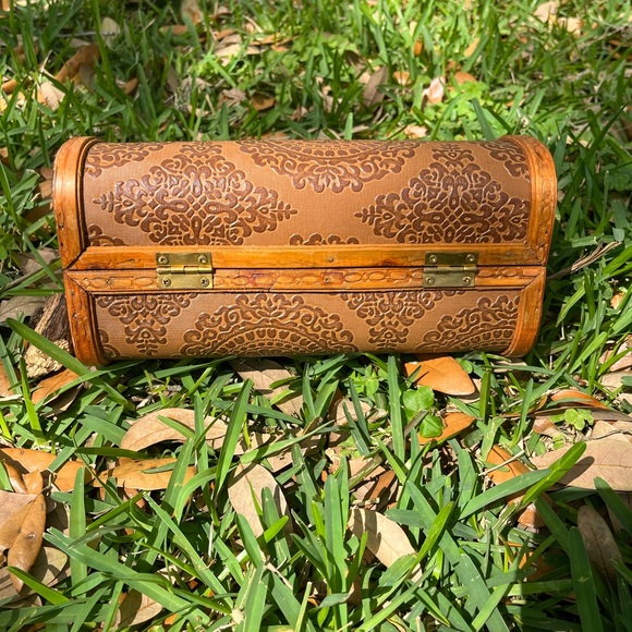 Vintage | Bags | Rare Vintage 94s Boho Box Bag Purse 1940s Wood Rattan ...